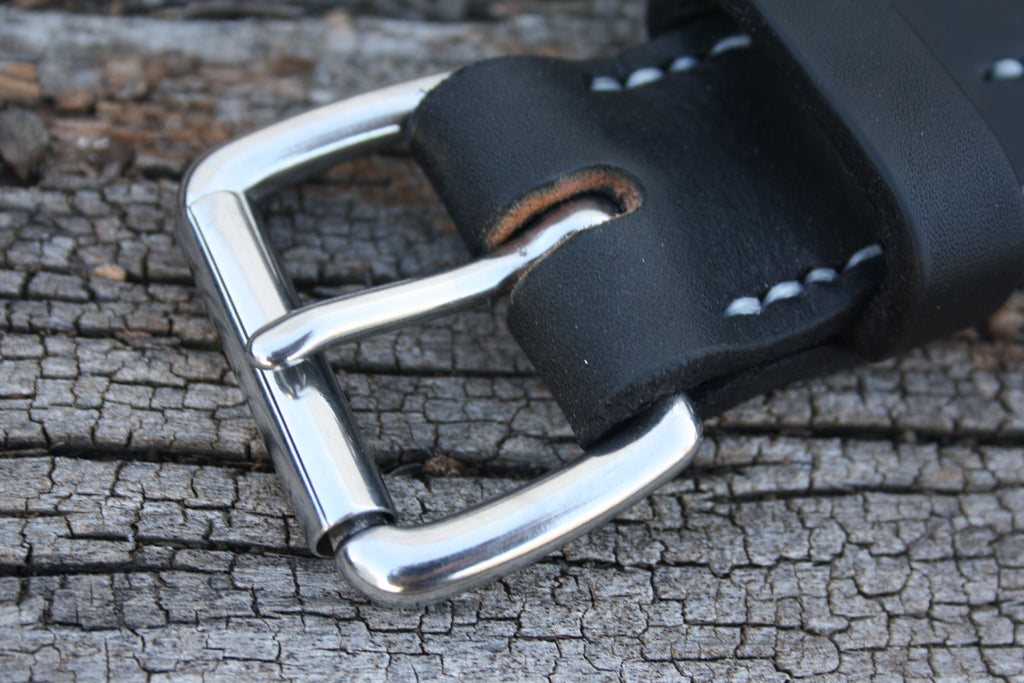 Stainless Steel Roller Buckle Bridle Leather Belt – Reece's Handmade ...