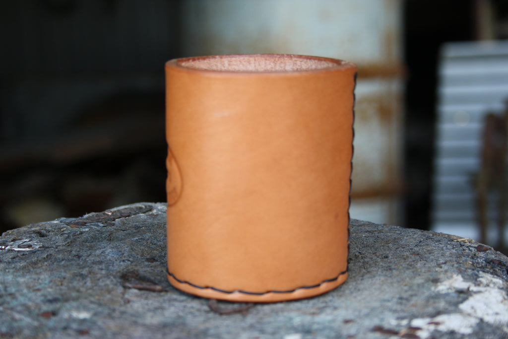 Leather stubby holder (natural) – Reece's Handmade Leather Goods
