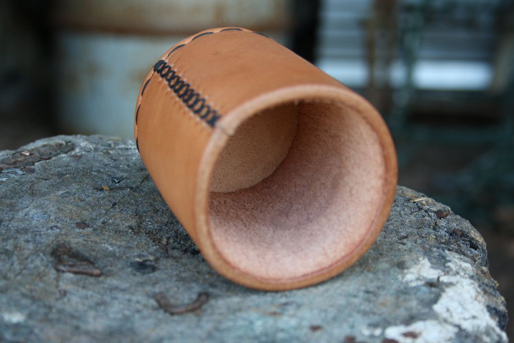 Leather stubby holder (natural) – Reece's Handmade Leather Goods